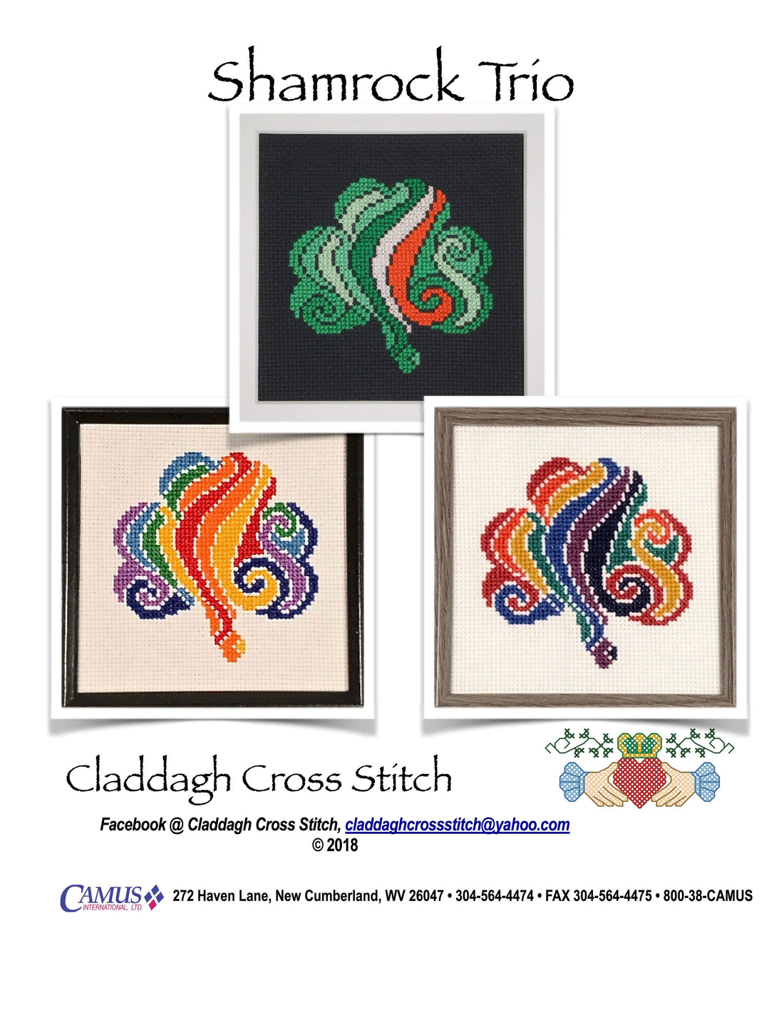 Claddagh Cross Stitch Shamrock Trio - Cross Stitch Pattern – Celtic ...
